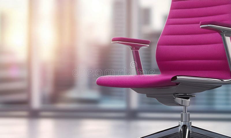 Pink Office Chair in Modern Bright Workspace Stock Illustration ...