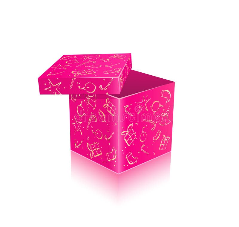 Empty pink gift box stock vector. Illustration of background - 1347843