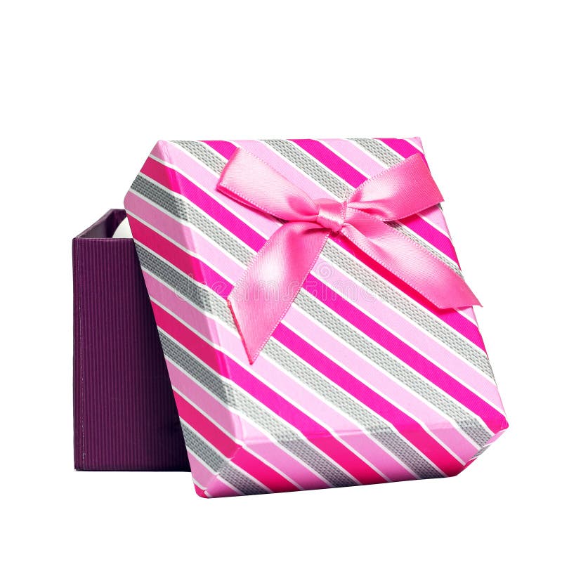 Pink Open Gift Box with Bow Isolated Stock Photo - Image of surprise ...