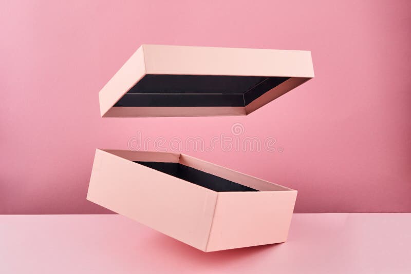 Pink Open Gift Box Isolated on Pink Background. Empty Gift Container ...