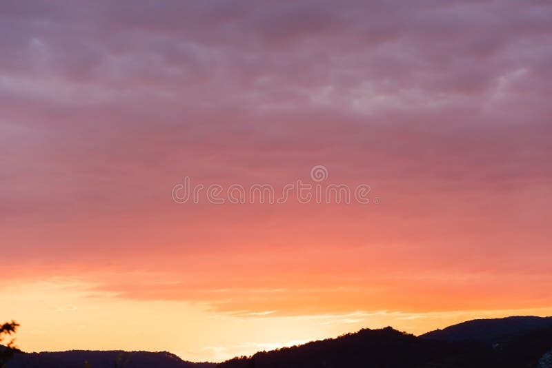 Pink Orange Dusk Cloudy Sky. Cloudscape with Copy Space Stock Photo ...