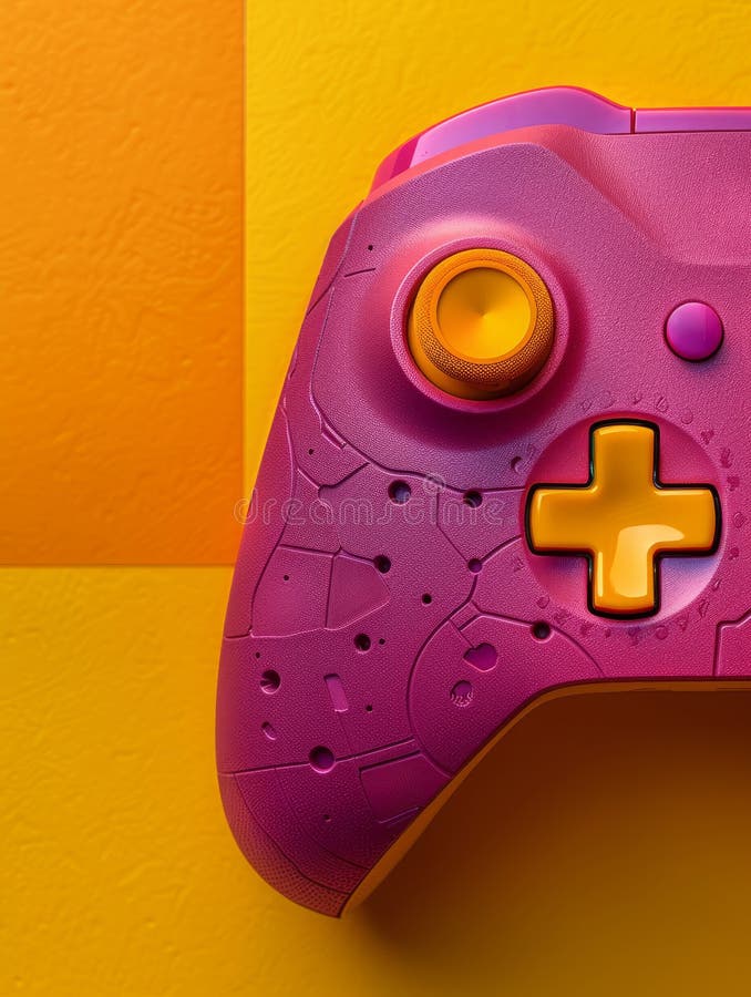 Pink Orange Game Controller Bright Yellow Background Stock Photos ...