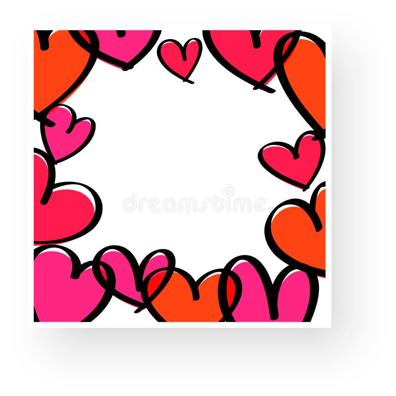 Pink and Orange Heart Frame Vector Illustration Stock Illustration ...