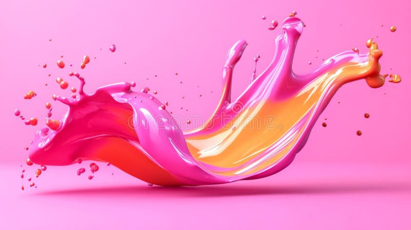 Pink and Orange Paint Splash on Pink Background Stock Illustration ...