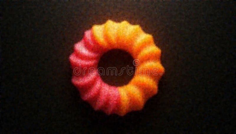A Top Down View of a Pink and Orange Ring Shaped Object on a Black ...