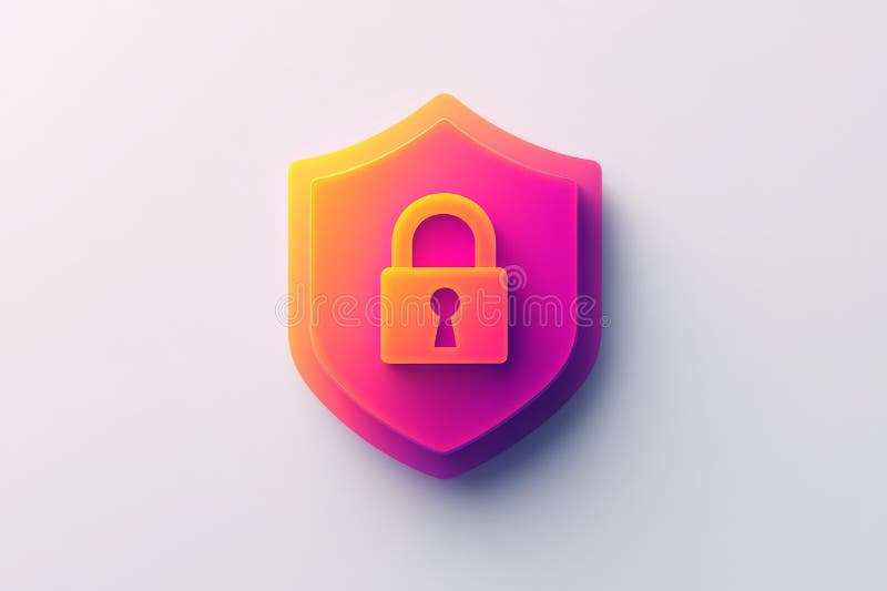 Pink Orange Security Shield Padlock Icon Representing Digital Safety ...