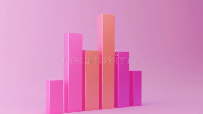 Pink and Orange Three-dimensional Bar Graph on a Pink Background Stock ...