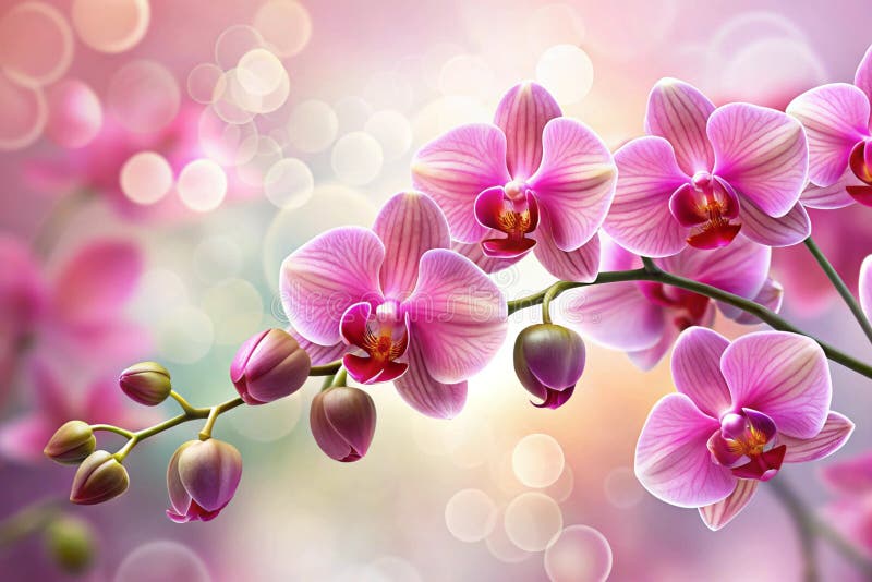 Pink Orchids Background Art Design Stock Illustration - Illustration of ...