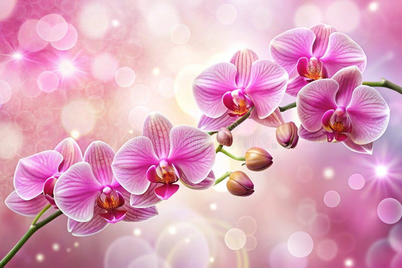 Pink Orchids Background Art Design Stock Illustration - Illustration of ...