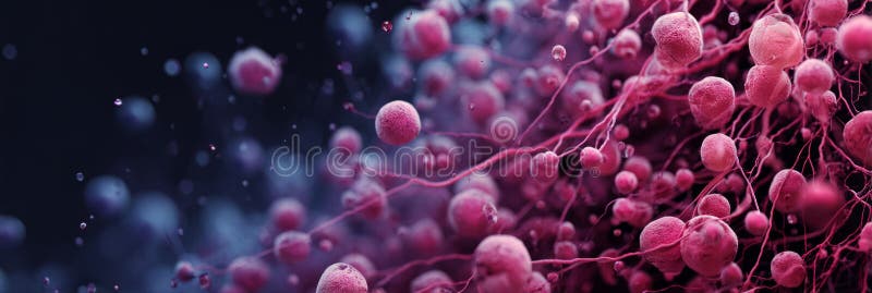 Pink Organic Cells or Microorganisms Suspended in a Fluid, Showcasing ...