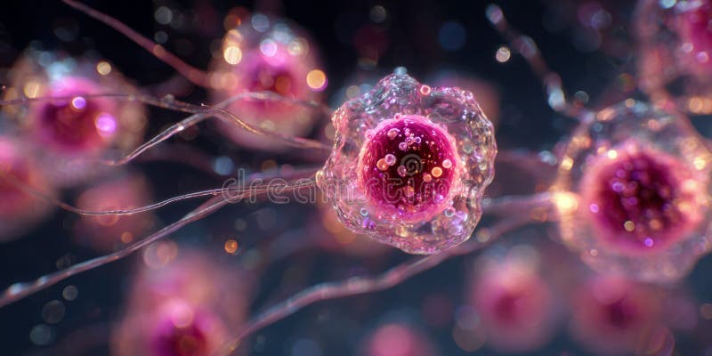 Pink Organic Cells or Microorganisms Suspended in a Fluid, Showcasing ...