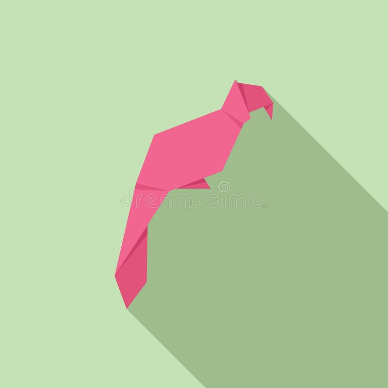 Pink Origami Bird Casting Long Shadow on Green Background Stock ...