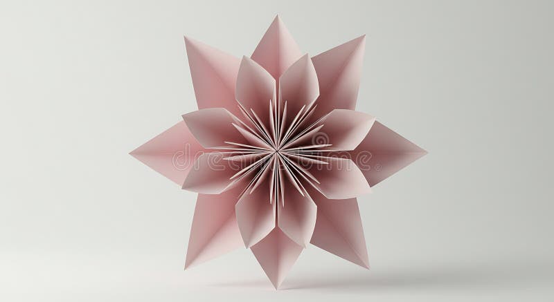 Pink Origami Star with Intricate Folds and Sharp Points Forms a ...