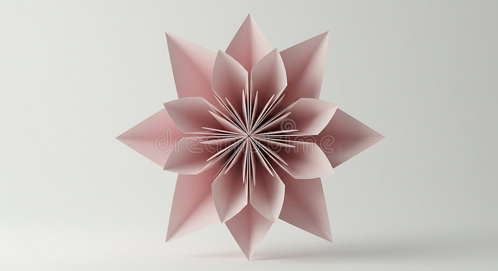 Pink Origami Star with Intricate Folds and Sharp Points Forms a ...
