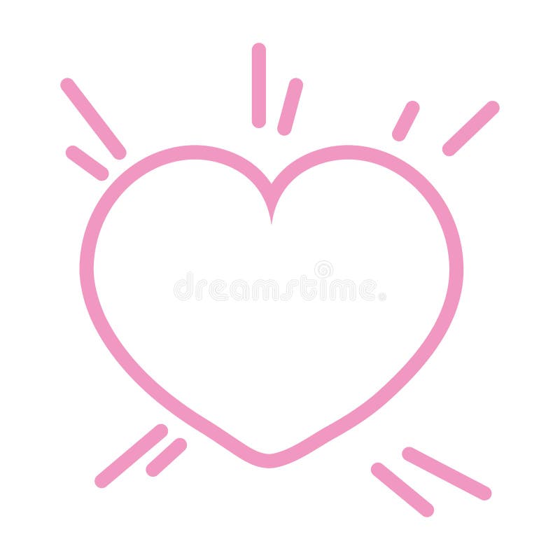 Pink outline heart love stock vector. Illustration of sign - 141245283