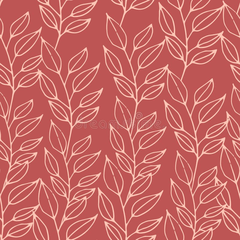 Pink Outline Leaves Seamless Pattern Stock Vector - Illustration of ...