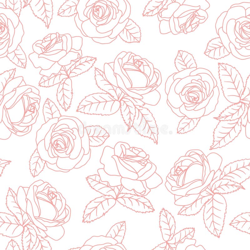 Pink Outline Rose with Different Stroke Effects. Stock Vector ...