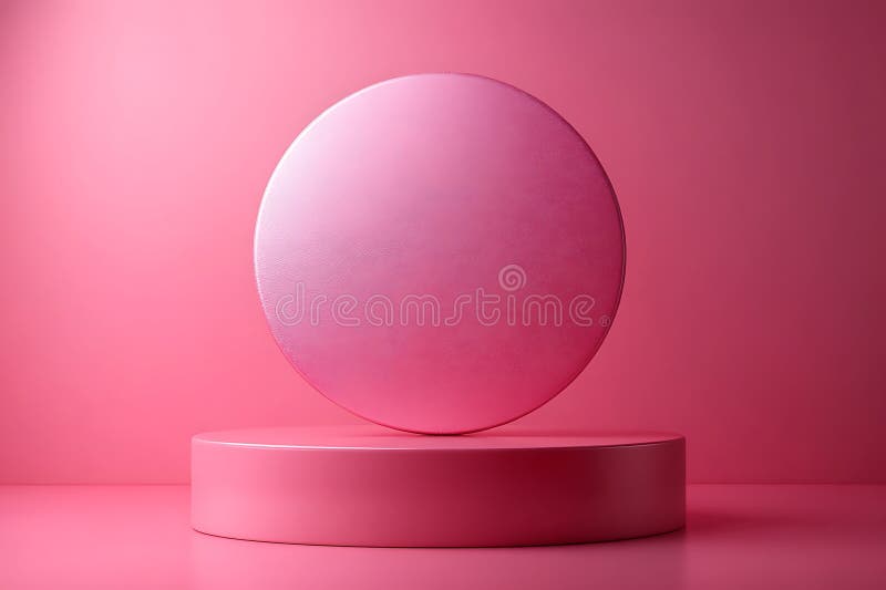 Pink Oval Shape on Cylindrical Pedestal Minimalist 3D Render for ...