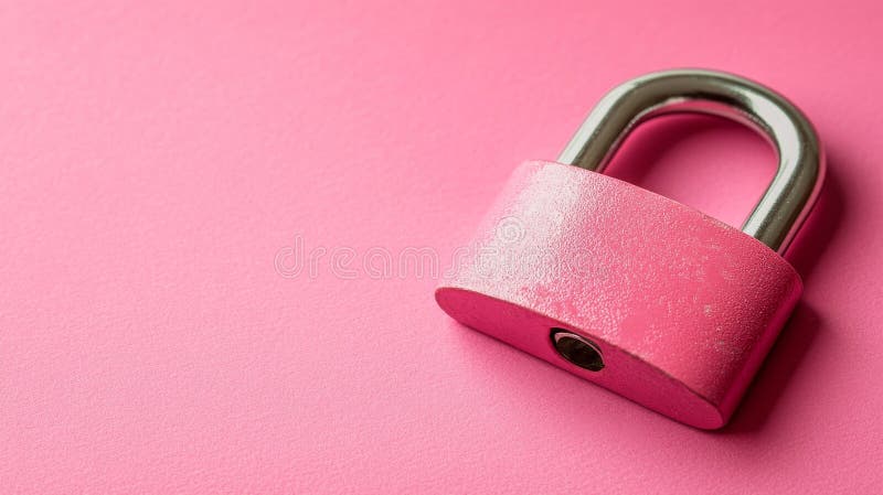 Pink Padlock Isolated on Vibrant Pink Background, Concept of Security ...