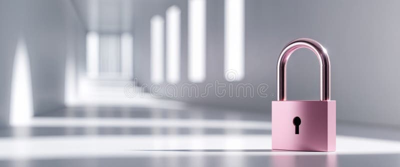 Pink Padlock Security Corridor Digital Data Protection Stock Image ...