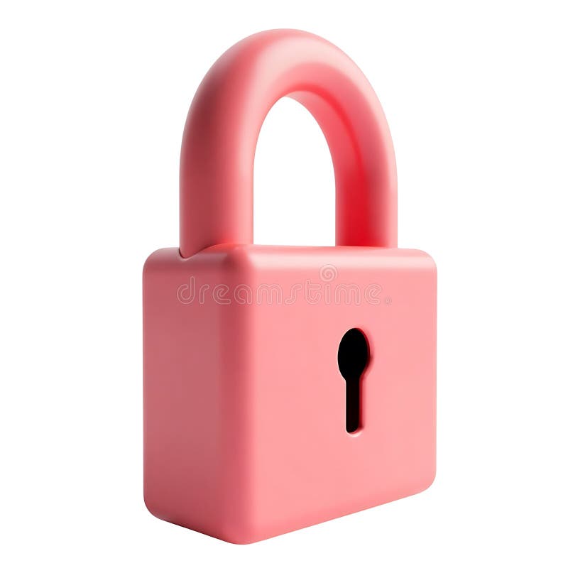 Pink Padlock Security Symbol Isolated on White Background Stock ...