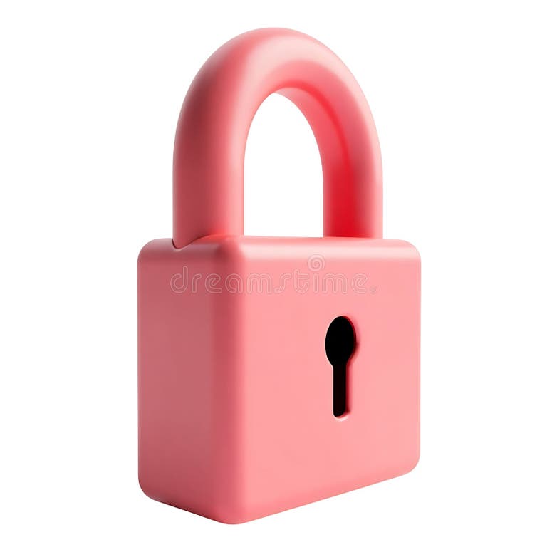 Pink Padlock Security Symbol Isolated on White Background Stock ...