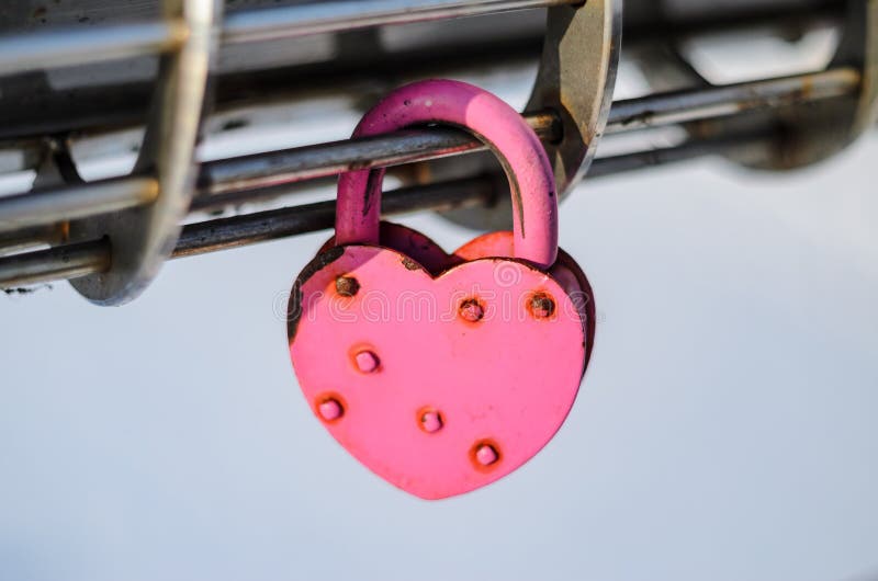 Pink Padlock in the Shape of Heart Stock Image - Image of amorous ...
