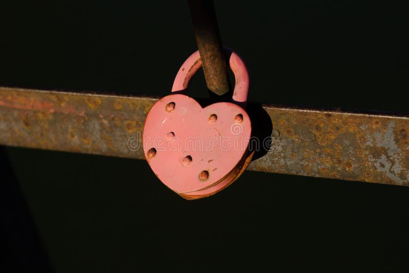 Pink Padlock in the Shape of a Heart. Wedding and Valentine`s Day ...