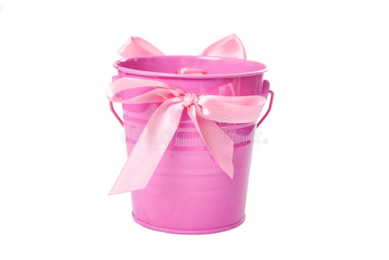 Pink pail with ribbon stock photo. Image of pink, easter - 14619050