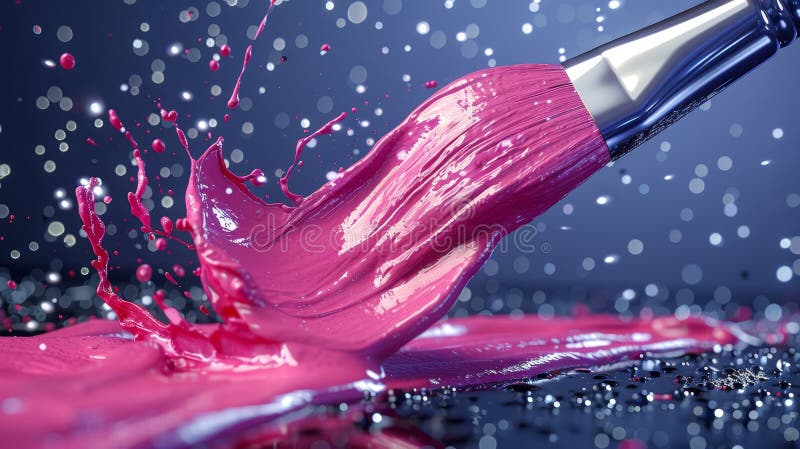 Pink Paint Brush Splash, Art and Creativity with Color Drops Background ...