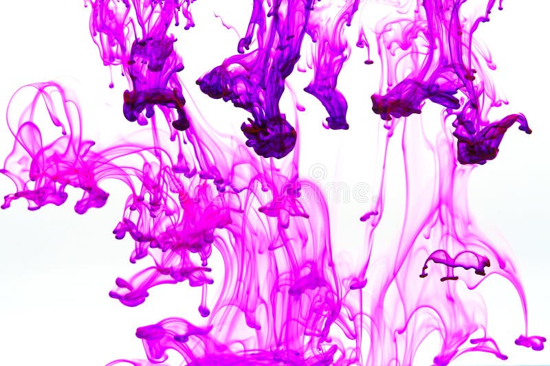 Pink Paint Dissolving in Water with White Background Stock Image ...