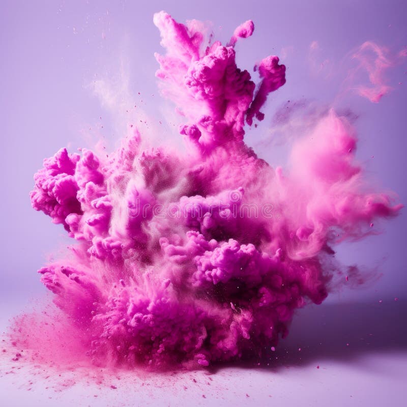 Pink Paint Explosion on a Purple Background. 3d Rendering, 3d ...