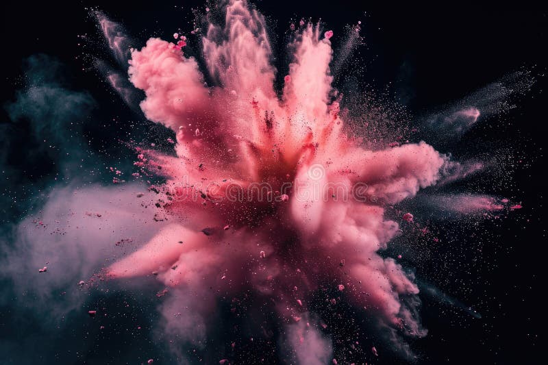 Pink Paint Explosion Splash Abstract Background. Dust Explode on Black ...