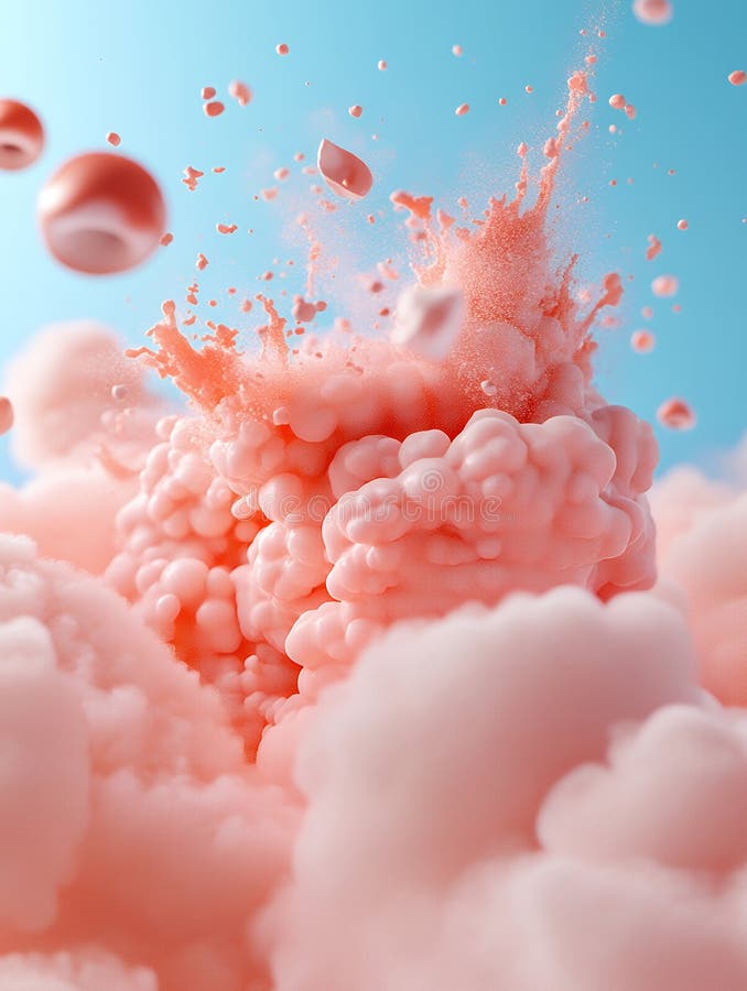 Pink Paint Explosion in Water, Creating a Dreamy, Fluffy Cloud-like ...