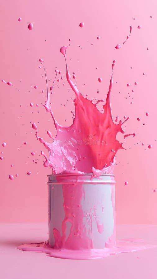 Pink Paint Splash from a Can on a Pink Background, Artistic Expression ...