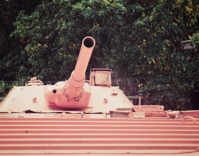 A Pink Painted Tank Outdoors Stock Image - Image of painted, wall ...