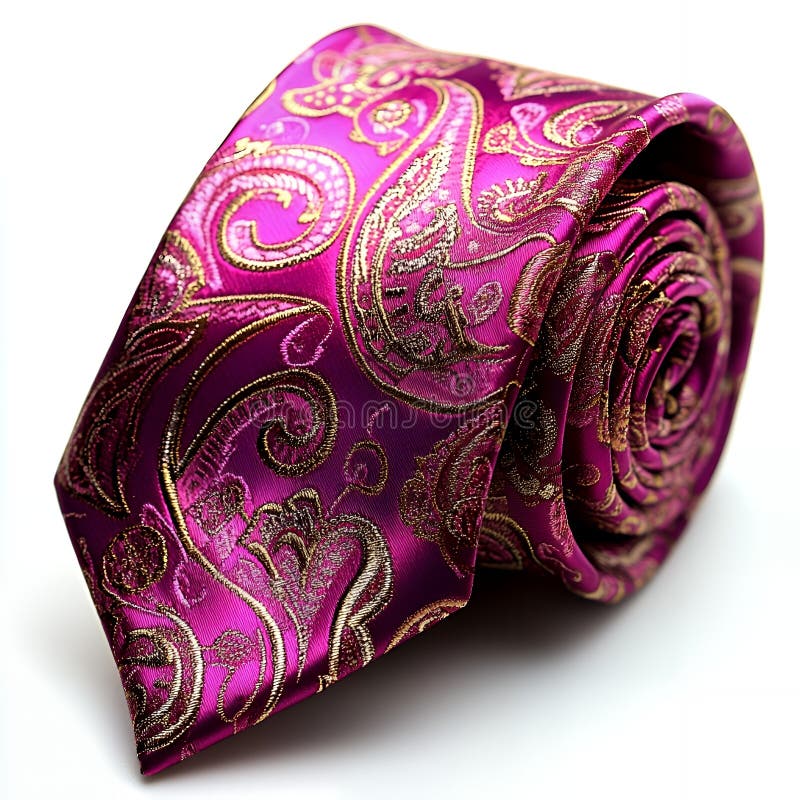 Pink Paisley Patterned Tie with Gold Accents Stock Illustration ...