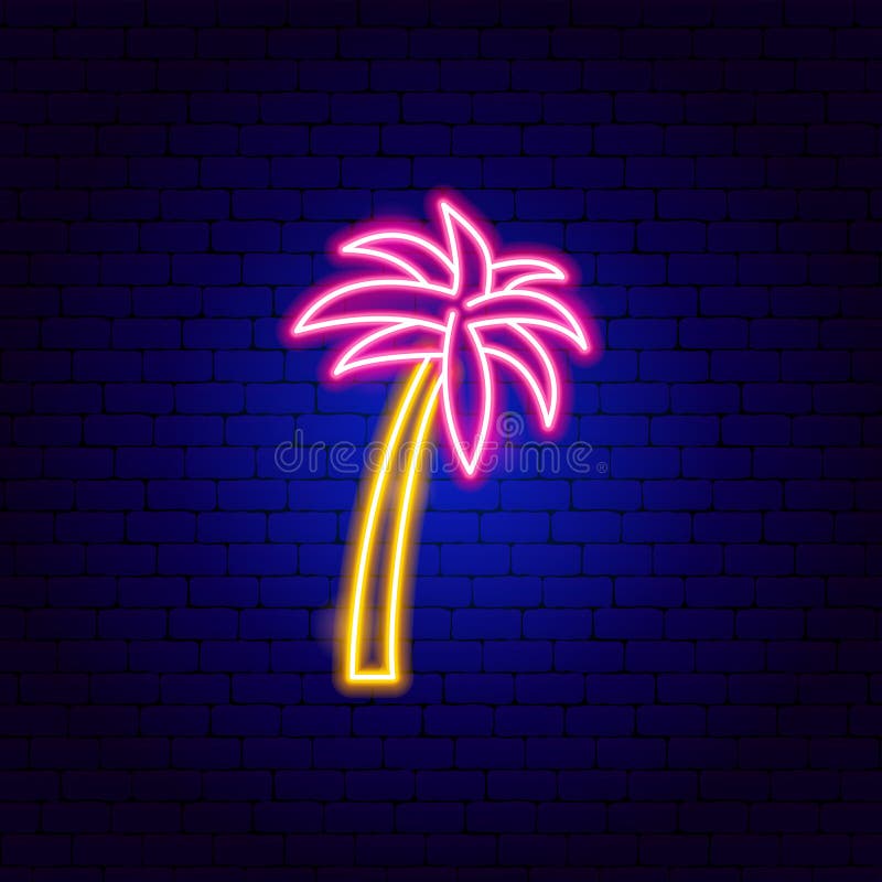 Pink Palm Tree Neon Sign stock vector. Illustration of tree - 295336093