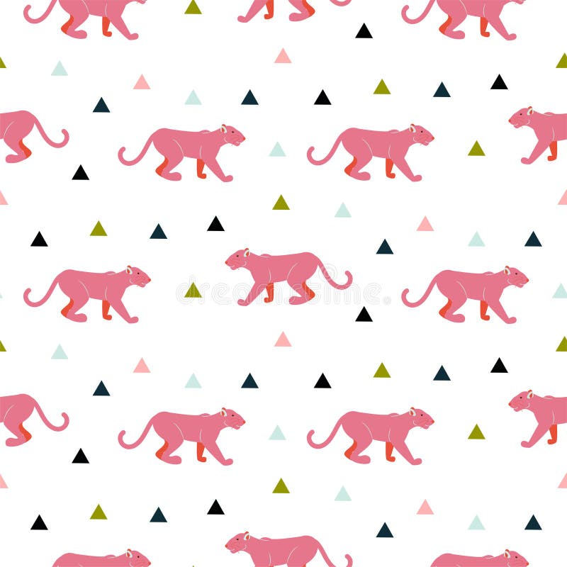 Pink Panther Animal Seamless Vector Pattern. Stock Vector ...