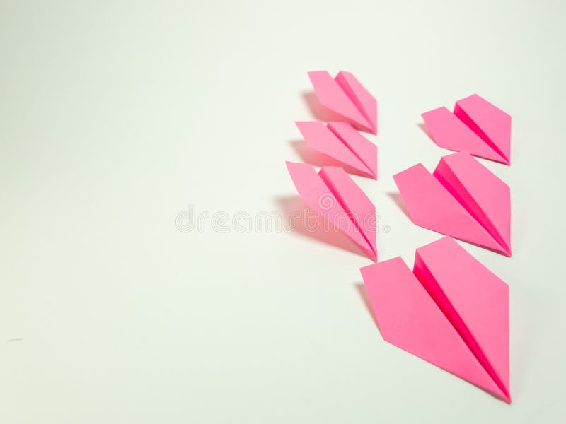 Pink Paper Airplanes Arranged White Background Creative Design Stock ...