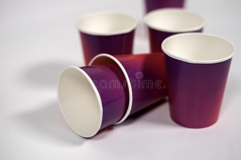 Pink Paper Cups Isolated on White.Pink Disposal Coffee Cups Stock Image ...