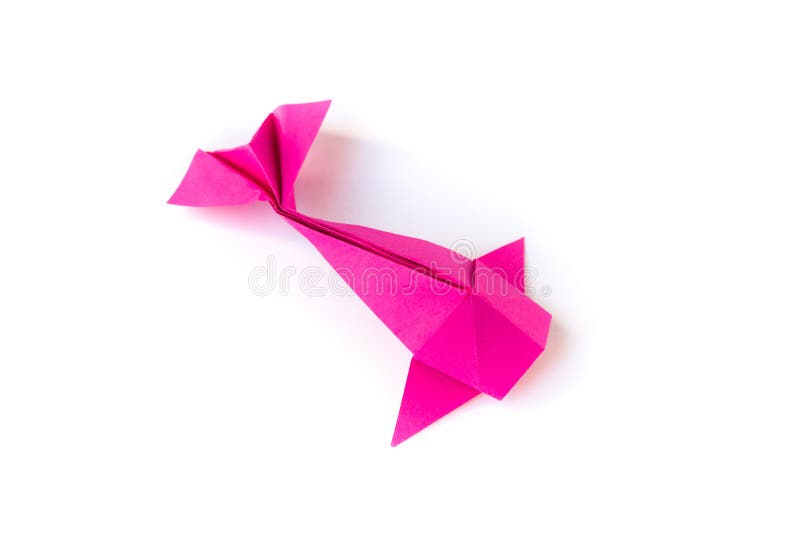 Pink Paper Fish Origami Isolated on a White Background Stock Image ...