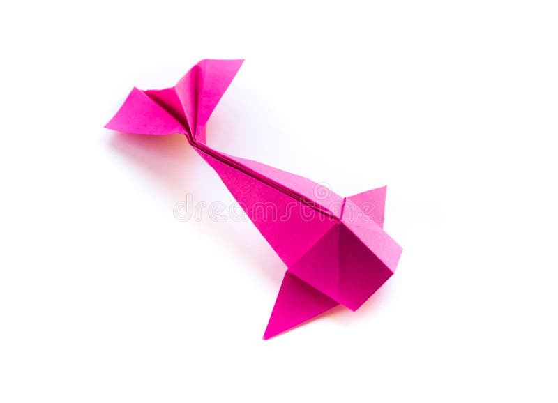 Pink Paper Fish Origami Isolated White Background Stock Photos - Free ...
