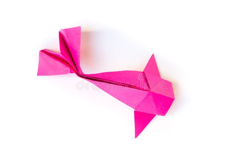 Pink Paper Fish Origami Isolated on a White Background Stock Photo ...