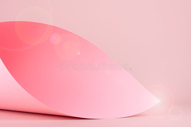 Pink Paper Folded As Roll with Sun Flares and Sun Beam, Corner As ...