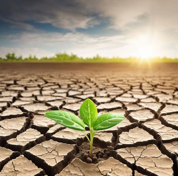 Seedling Growth that Grows from the Cracked Ground Stock Illustration ...