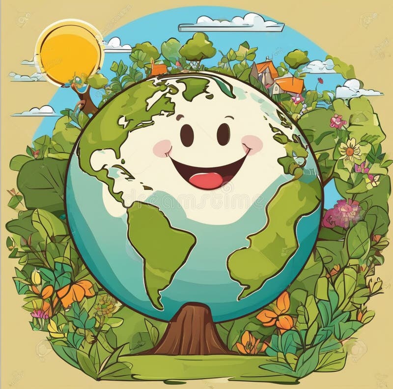 Cartoon Happy Smiling Globe Stock Illustration - Illustration of happy ...
