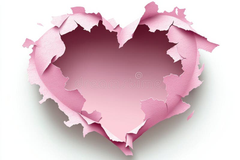 Pink Paper Heart with Torn Edges Creating a Unique Design Stock Image ...