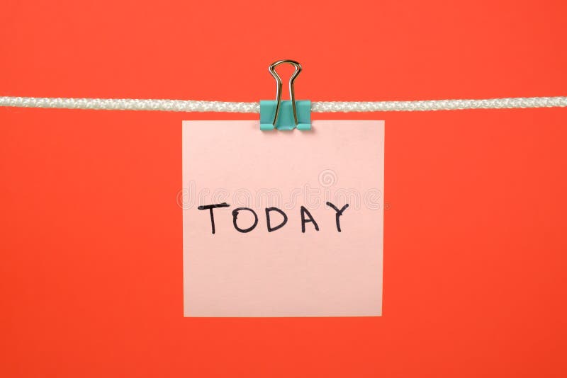 Pink Paper Note Hanging String Text Today Stock Photos - Free & Royalty ...