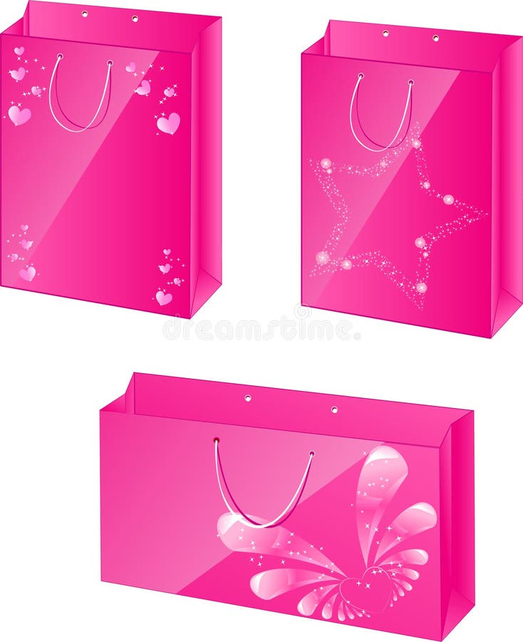 Pink Paper Packets with Glamour Design Stock Vector - Illustration of ...